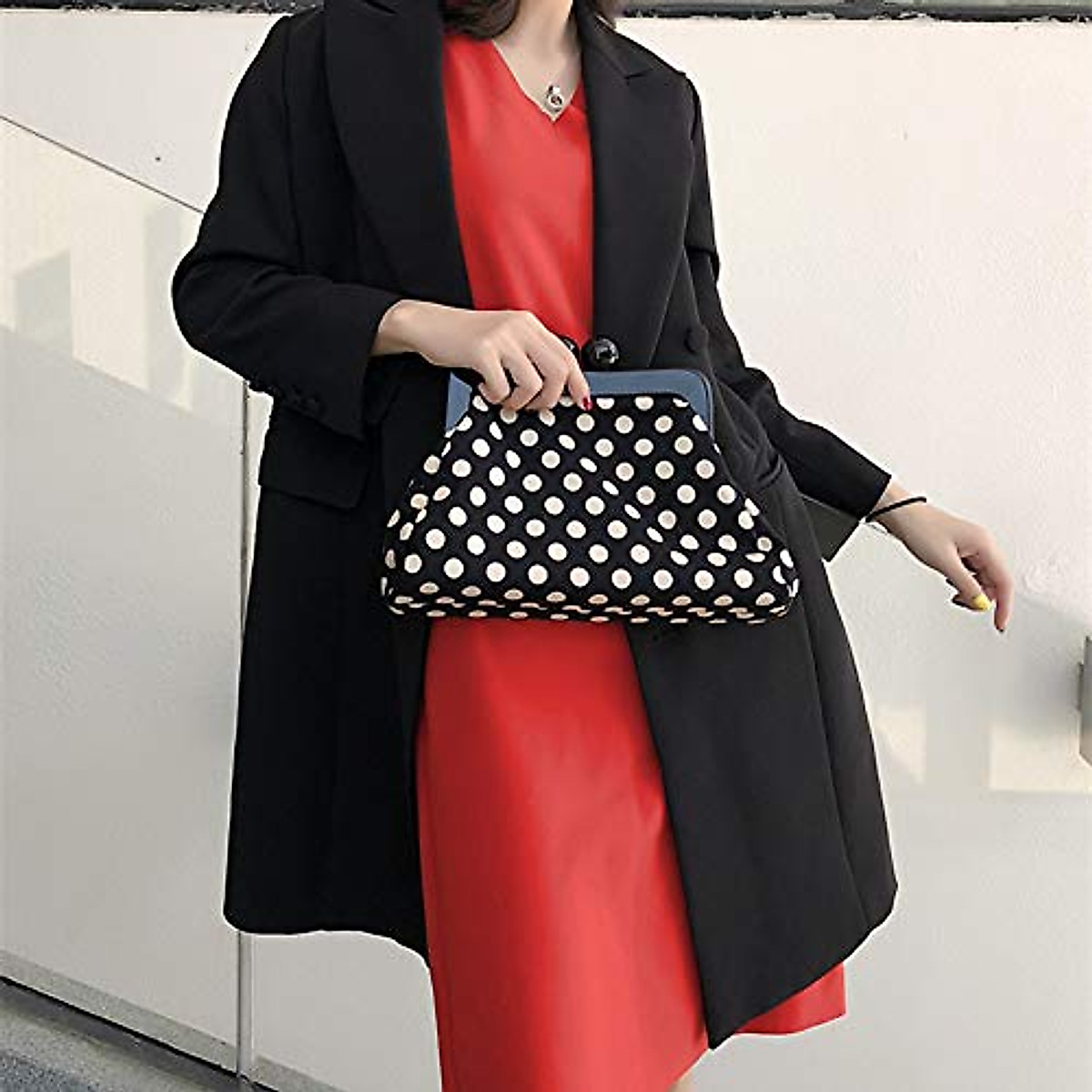 Menurra Polka Dot Evening Bag Clutch Purse for Women Wedding Party Handbag Cocktail Bag