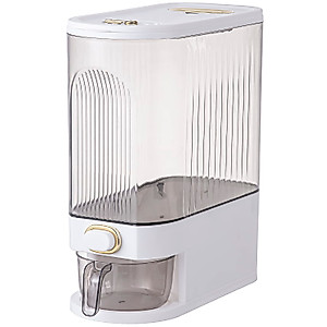 Sooyee Clear Rice Dispenser, Large Cereal Dispenser with Lid Time Scale, Measuring Cylinder Moisture Proof Airtight Food Dispenser Bucket for Rice, Corn,Coffee Bean,Grain,Soybean & Oatmeal