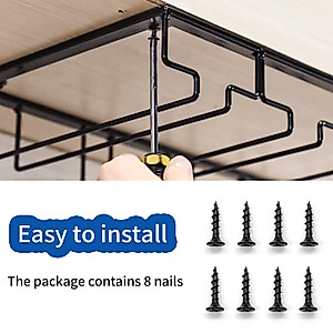 Wine Glass Holder Under Cabinet,2 Pack Wine Stemware Holder,Wine Glass Rack,3 Rows Black Metal Wine Glasses Hanger,Wine Glass Holder Storage Under Shelf,Wine Glass Rack for Kitchen Bar