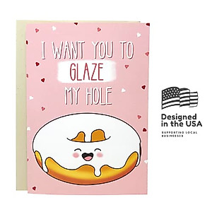 Sleazy Greetings Funny Anniversary Cards for Husband | Naughty Birthday Card for Men Him | Funny Valentines Day Card for Boyfriend | Glaze My Hole Donut Card