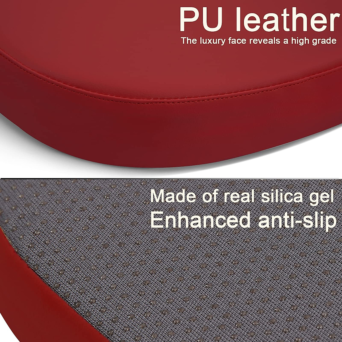 BUYUE 14" Metal Chair Cushions with Magnetic Set of 4, Luxury PU Leather Waterproof Anti-Slip Seat Pads for Kitchen Cafe Dining Bistro Stackable Chairs (U-Shape, Red, 4)