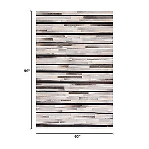 SAFAVIEH Studio Leather Collection 5' x 8' Ivory / Black STL816A Handmade Mid-Century Modern Leather Area Rug