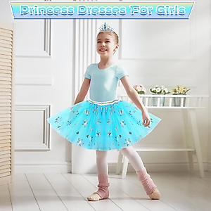 BesJonie Princess Dresses for Girls,Princess Dress Up Clothes Cape Skirt Toys for 3 4 5 6 Year Old Girl Birthday Gift Ideas (Blue Snowflake)