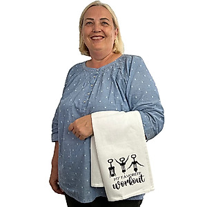 PLACE4PRINT Handmade Funny Kitchen Towel – My favorite workout, 16x28 Inch Perfect for Housewarming-Christmas-Birthday Gift | 100% premium cotton