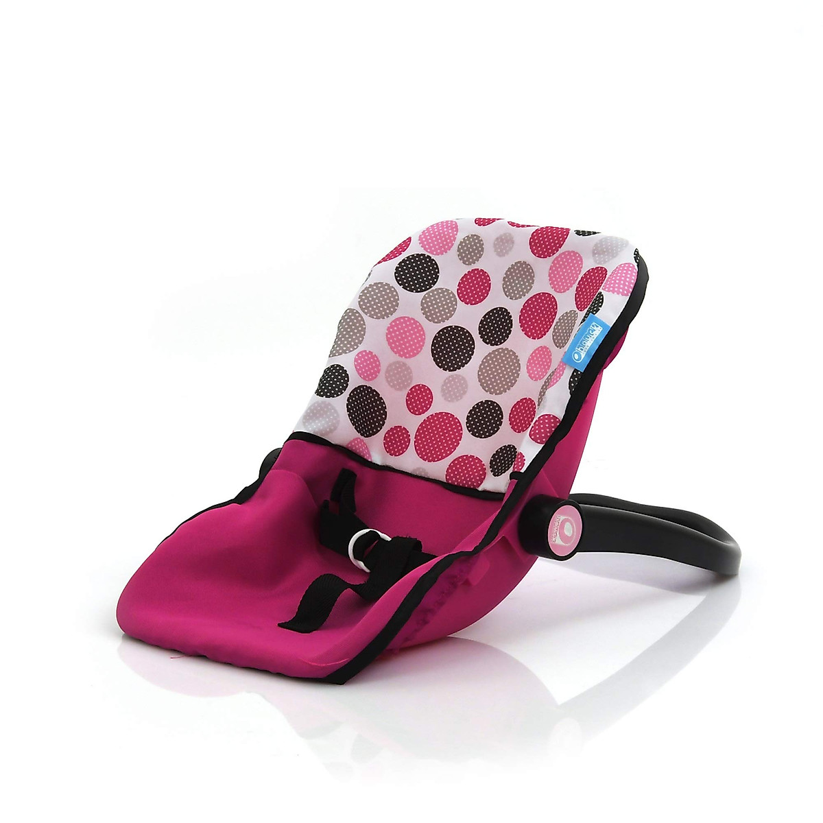 Hauck Pink Dot Doll Car Seat is a Plastic Shell with Fabric and Includes Harness Belt to Keep The Baby Doll Secure and can be Converted into a Feeding Chair, Multi