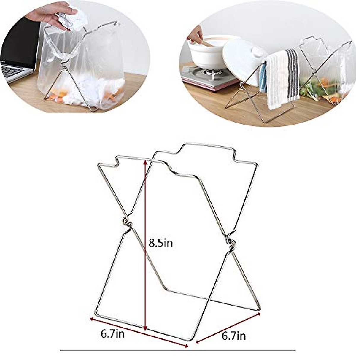 Desktop Trash Bag Holder,Small Garbage Bag Rack,Home Kitchen Countertop Folding Trash Bag Bracket Organizer Dishcloth Towel Rack