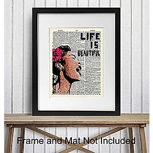 Banksy Wall Art - Upcycled Dictionary Graffiti Art Print, Billie Holiday 8x10 Street Art Poster, Home Decor - Urban Wall Art Print and Room Decorations - Makes a Great Gift - 8x10 Photo Unframed