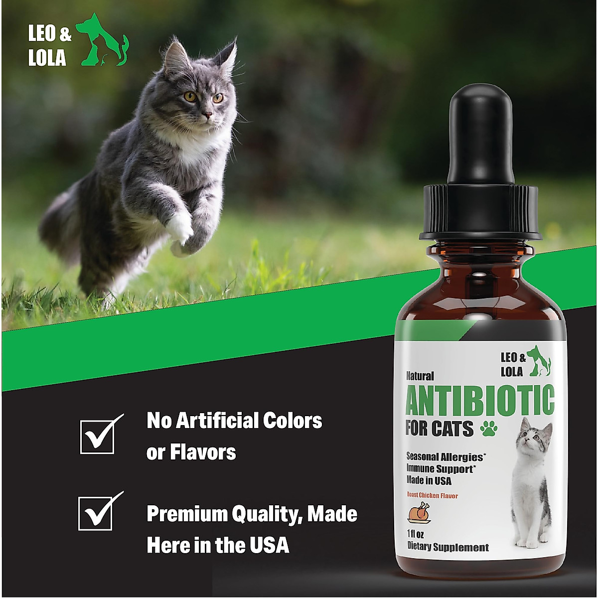 Leo & Lola Natural Cat Antibiotic : Antibiotics for Cats : Cat Antibiotics : Antibiotic for Cats : Cat Antibiotics for UTI : Cat UTI : Cat UTI Treatment : Cat UTI Antibiotics : 1 fl oz