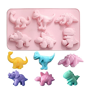 Joyeee Silicone Baking Mold Tray, Cartoon Dinosaur Candy Mold Non-stick Muffin Pan Cake Molds for Pudding Ice Cube Chocolate Fondant Cake Decorations DIY Handmade Soap, fit for Kids Parties, Birthday