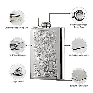 Octaville flasks for liquor for men Stainless quality hip flask 8oz Pocket Engraved Wine Drink Pot Alcohol flagon metal 220ml whiskey flask (Pattern)