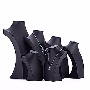 Homeanda Black PU leather Jewelry Jewellery Stand Necklace Pendant Chain Jewelry Bust Display Holder Photograph Prop for Necklace (11.4" x6.7, Polyurethane-Black)