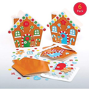 Baker Ross AT186 Gingerbread House Mix & Match Card Kits - Pack of 6, Decorate and Display for Christmas Decorations, Ideal Kids Arts and Crafts Project