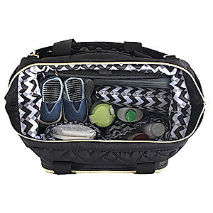 Fisher Price Quilted Diaper Bag Tote & Convertible Crossbody with Adjustable Strap, Insulated Bottle Pocket, & Changing Pad