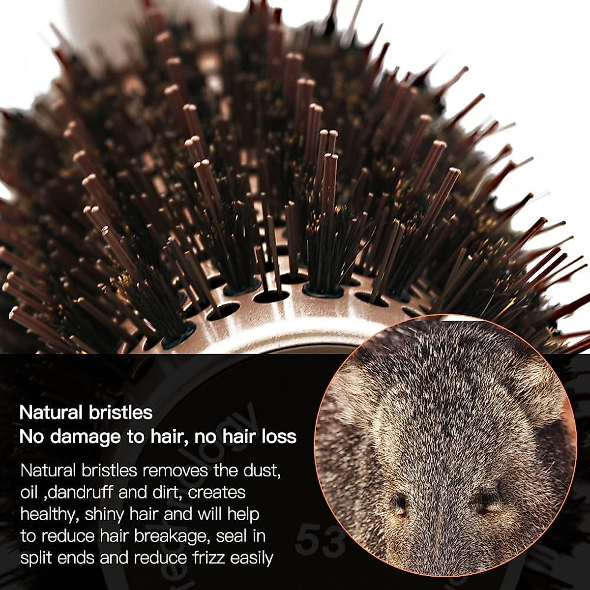 Aozzy Round Brush Set, Boar Bristle Round Brush for Blow Drying, 4 Different Sizes, Nano Thermal Barrel Round Hair Brush for Curling and Straightening, Drying, Styling, Blow Out Brush for Women