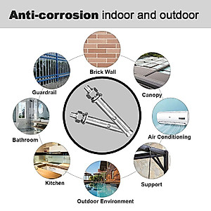 HESHUN M6x60mm 304 Stainless Steel Expansion Bolts, Hexagonal Expansion Bolts, Concrete Screws, m6x60mm Expansion Bolts, (10 pcs)