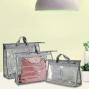 HOMOKUS Purse Storage, 4 PACK Handbag Storage Organizer for Closet, Clear Purse Storage Bags, Dust Bags for Purses and Handbags, Space-Saving Handbag Organizer Transparent with Zipper and Handle