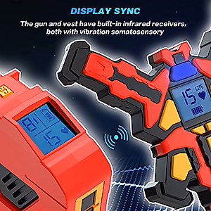 VATOS Rechargeable Real time Data SYNC Laser Tag Gun Set - 2.4GHz Infrared Laser Tag of 4 Gun 4 Vest with Glowing Light, Lazer Tag Game for Kids Adults, Family Group Activity for Boys Girls Age 6-12