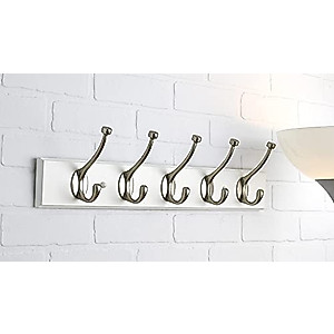 Richelieu Hardware T030210195 Transitional Hook Rack 25-5/8 in (650 mm), White and Brushed Nickel
