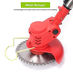 Xverycan Weed Wacker Cordless, 800W Electric Weed Eater, Garden Grass Trimmer with Battery, Charger, Wheels, Lightweight & Easy, Efficient Weeding, Red