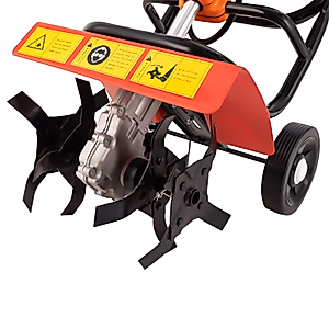 Mini Tiller Cultivator 52CC 2-Stroke Gas Powered Rototiller Hand Rotary Cultivator Lightweight Tiller Garden Tool for Lawn, Digging, Weed Removal, Soil Cultivation