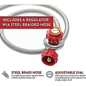 GasOne Two Burner Propane Camp Stove with Cover Outdoor High Pressure Propane Double Burner, Red QCC