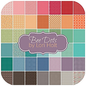 Bee Dots Fat Quarter Bundle (49 Pieces) by Lori Holt for Riley Blake 18 x 21 inches (45.72 cm x 53.34 cm) Fabric cuts DIY Quilt Fabric