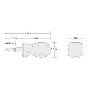 TEKTON 3-in-1 Stubby Phillips/Slotted Driver (#2 x 1/4 in., Black) | DMT13002
