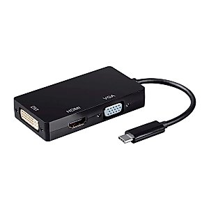 Monoprice USB Type-C to 4K HDMI, Single Link DVI, and VGA Passive Adapter,6in Cable Length, Black - Consul Series