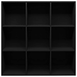 REWIS Book Cabinet Repisas para Cuarto Bookshelf for Bedroom Book Storage Cube Storage Shelf Book Shelf Organizer Black 38.6"x11.8"x38.6" Engineered Wood