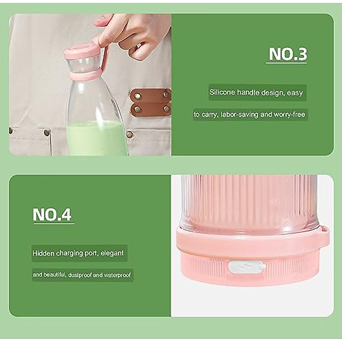 Cutify Portable Smoothie Blender, Cutify Personal Blender, Cutify Fresh Juice, Waterproof Personal Blender, 380ml Lightweight USB Cordless Portable Stainless Steel Kitchen Tools (Blue)