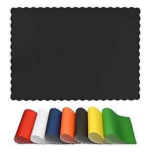 Paper Placemats for Dining Table – Disposable Scalloped Edges Color Table Mats Great for Parties and Christmas Table Decorations 10"x14" 50ct (Black)