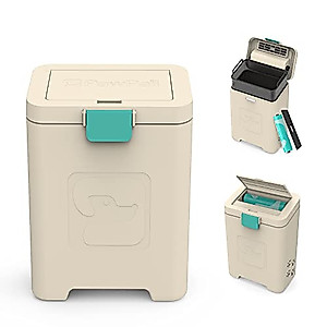 PawPail Dog Poop Trash Can, for Outdoor Use, Includes 200 Poop Bags for Dogs, Carbon Air Filter and DualVent Technology for Odor Control, UV & Weather Resistant Heavy Duty Waste Bin