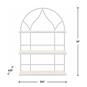 FirsTime & Co. Natural Edgewood Arch Wall Shelf, Wall Mounted Floating Shelf for Bedroom, Kitchen, Living Room, Bathroom, Home Office, Wood, 23.5 x 6.25 x 34 inches