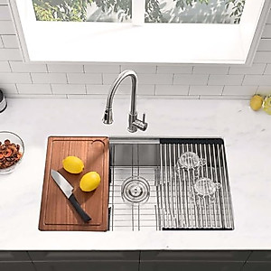 25 Inch Undermount Kitchen Sink Stainless Steel -Wesliv 25x19 Inch Undermount Workstation Kitchen Sink 16 Gauge Deep Single Bowl Undermount Kitchen Sink with Cutting Board