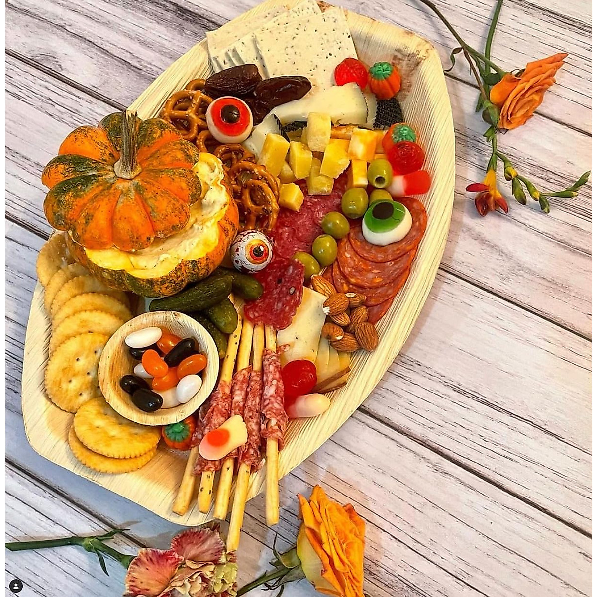 Charity Leaf Disposable Palm Leaf 13" x 9" Trays (10 pieces) Bamboo Like Serving Platters, Disposable Boards, Eco-Friendly Dinnerware For Weddings, Catering, Events