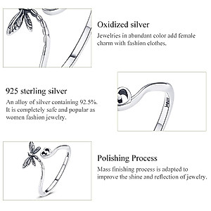 Dragonfly Wrap Finger Rings Sterling Silver 925 Adjustable Vintage Retro Cute Insect with Heart Open Statement Ring Engagement Wedding Eterntiy Ring Fashion Jewelry Gifts for Women Christmas Day