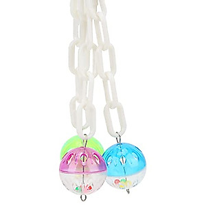 Xirfuni Bird Ball Toys, Plastic Bird Cage Ball Attractive Relieve Anxiety 2 Strings Biting with Hooks for Macaw for Budgie for Cockatiel