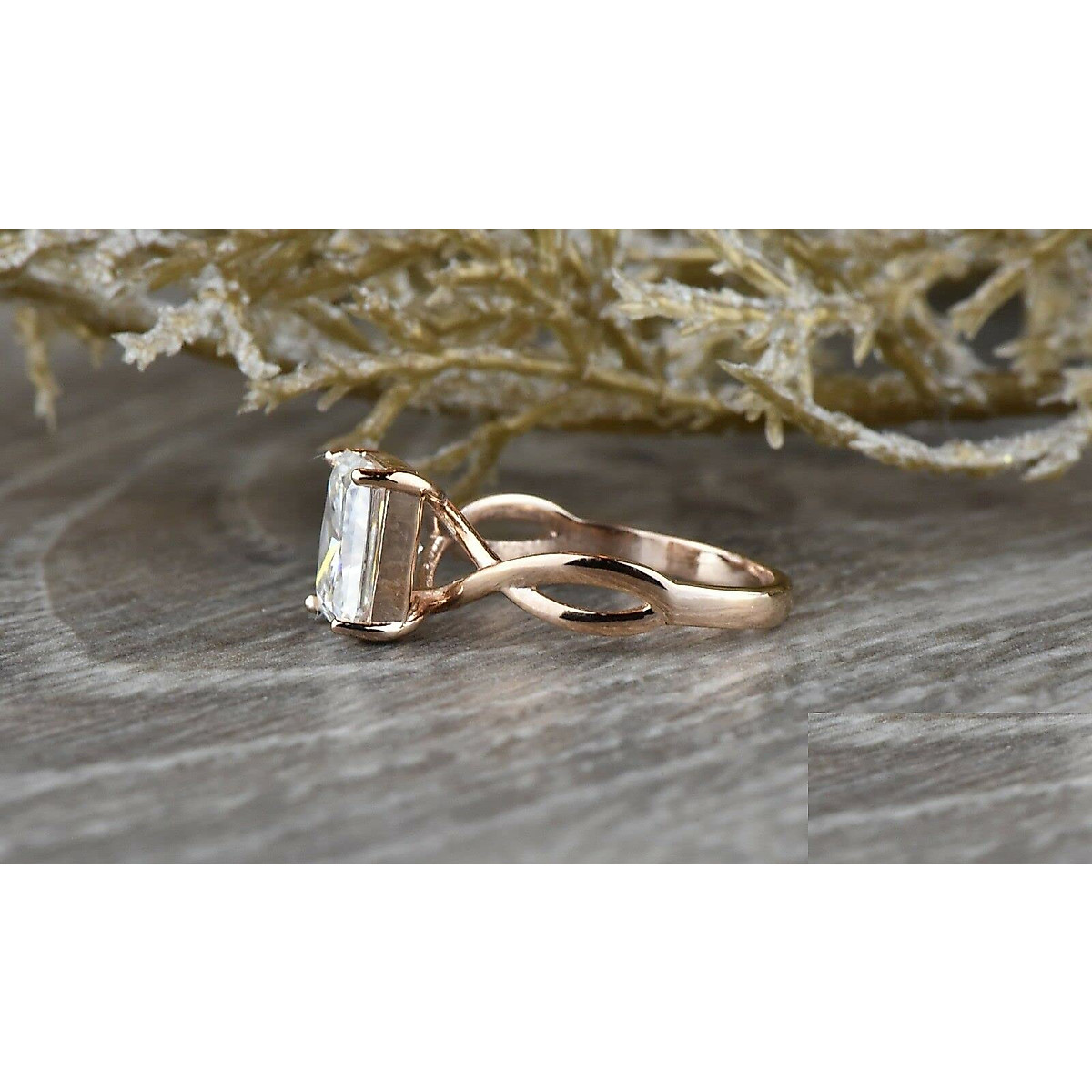 BeBold 1ct Radiant Cut Moissanite Engagement Ring for Women Rose Gold Plated Infinity Solitaire