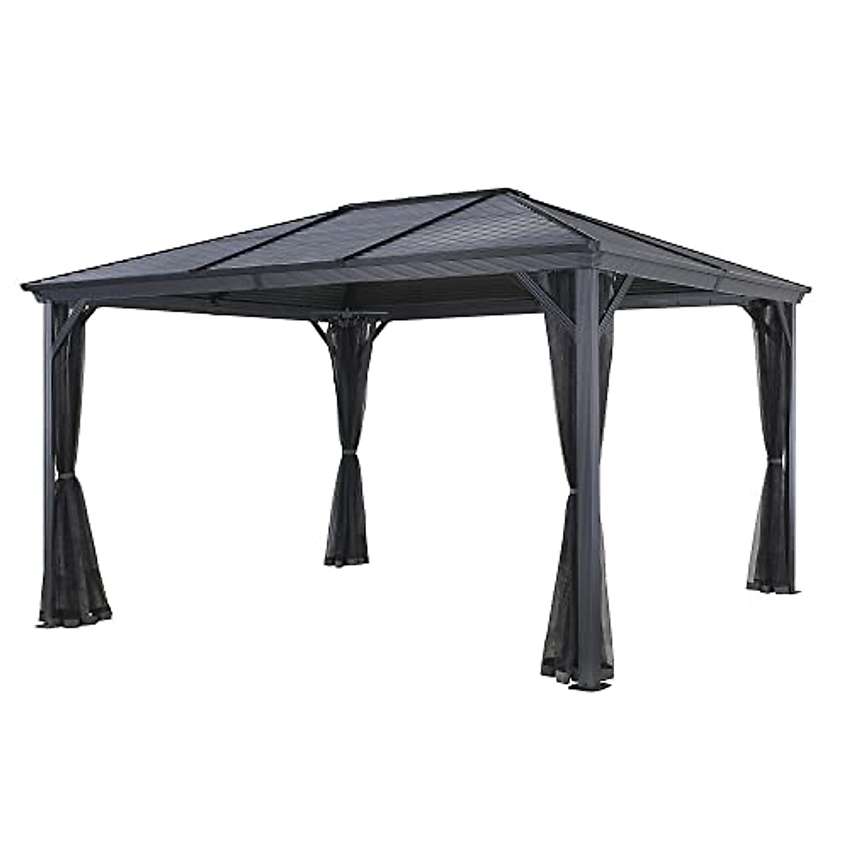 Sojag 10' x 14' Ventura Hardtop Gazebo Outdoor Weather-Resistant Aluminum Frame Sun Shelter Dark Grey