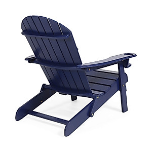 Christopher Knight Home Edmund Outdoor Acacia Wood Folding Adirondack Chair, Navy Blue