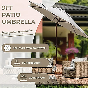 Abba Patio 7.5' Patio Umbrella Market Umbrella Outdoor Table Umbrella with Push Button Tilt & Crank for Patio, Beige