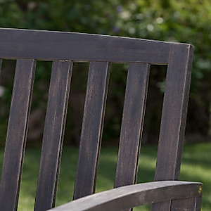 Christopher Knight Home Loja Outdoor Acacia Wood Bench, Dark Grey Finish