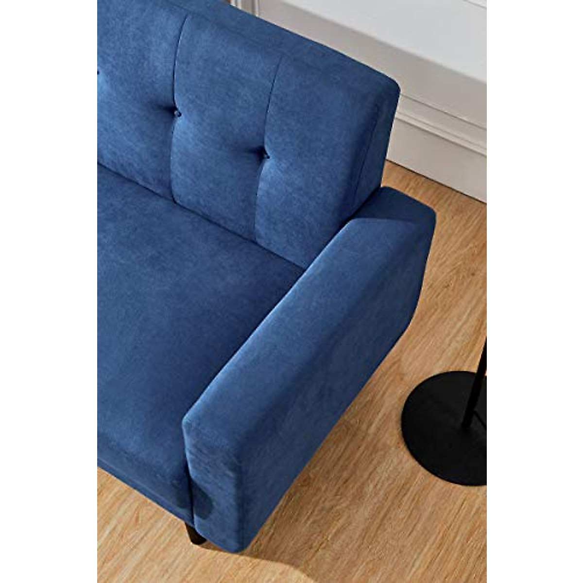 Peciafy Mid-Century Modern Loveseat/Sofa/Couch, with Upholstered Fabric in Brown for Living Room, Bedroom, Office, Apartment - Blue