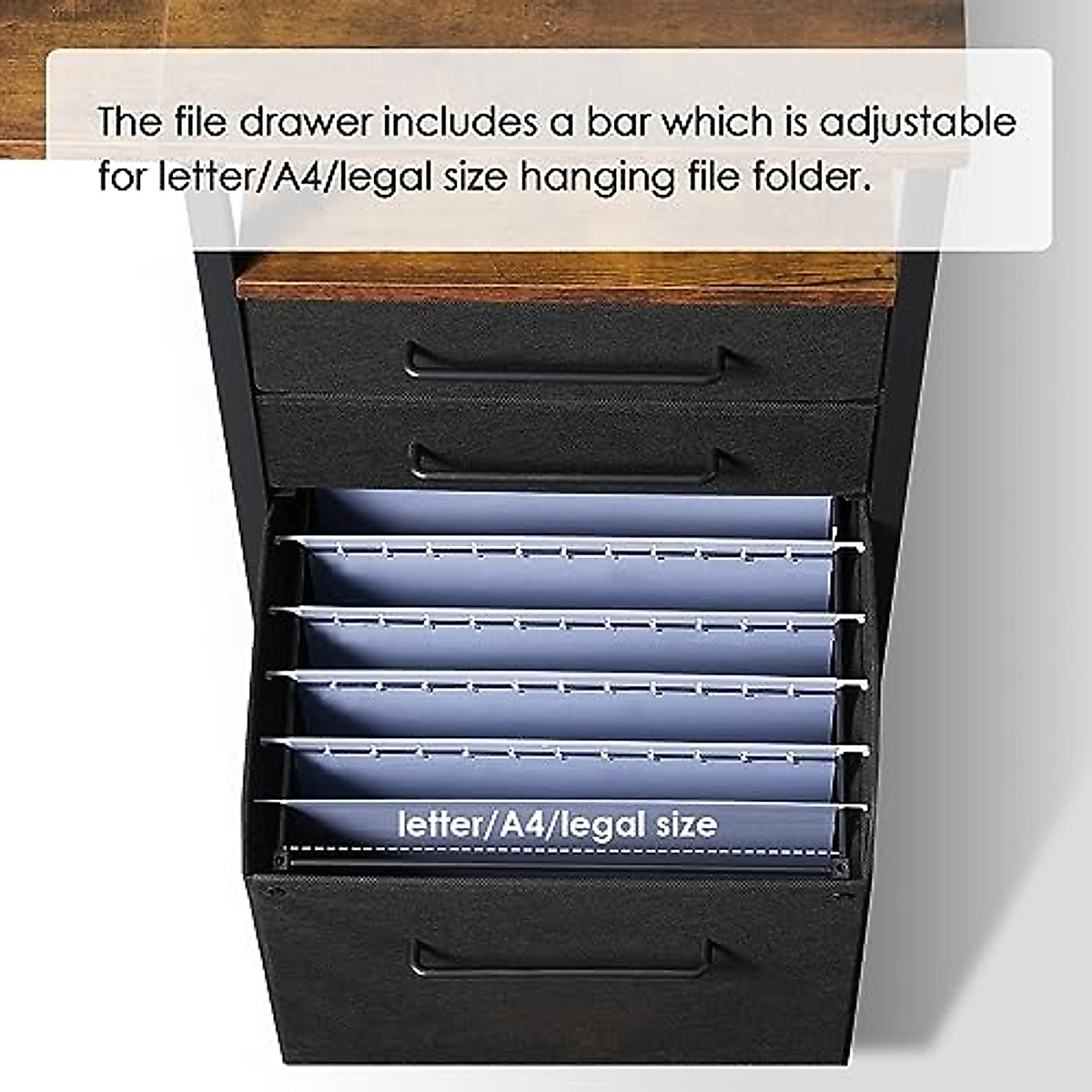 Maihail Computer Desk with Drawers, 47" Desk with 2 Drawers and Shelves, Office Desk with Storage, Desk with Storage Bag, Industrial Desk for Home Office with Metal Frame for PC Laptop, Rustic Brown