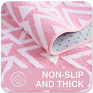 Ompaa Ultra Soft Shaggy Rugs Memory Foam Bedroom Carpet, Pink 3 x 5 Feet, Plush Geometric Textured Area Rugs for Living Room Couch Dorm Bedside Kids Girls Teens Room Nursery Decor Floor Mat
