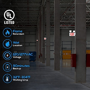 LEONLITE Exit Light Bundle Emergency Light, 1-Pack Wet Location Exit Sign with Emergency Lights, UL Listed, Red & 4-Pack Wet Location Emergency Light with Battery Backup, UL Listed