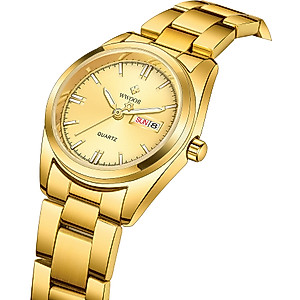 Women's Silver Stainless Steel Band Wrist Watches Fashion Quartz Analog Watch Small Face Ladies Dress Watch (Full Gold)