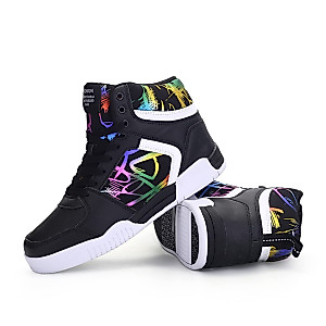 MG ZERVIX Unisex Fashion Sneakers High Top Skate Shoes Stylish Casual Hip Hop Shoes (Black, Adult, Men, Numeric_10, Numeric, us_Footwear_Size_System, Medium)