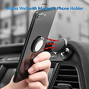 Kinizuxi Cell Phone Ring Holder Stand, 360 Degree Rotation Finger Ring Kickstand Metal Phone Grip Car Mount Magnetic Phone Ring for Phone Case iPhone Tablets (Black)