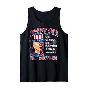 Biden Merry 4th The Thing Confused Joe Biden 4th of July Tank Top